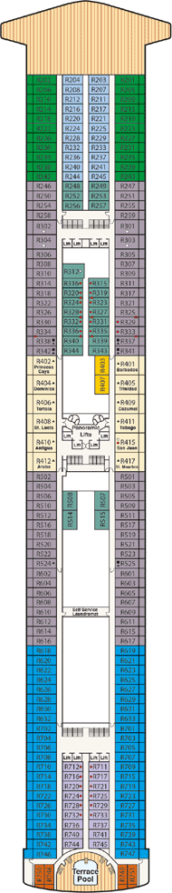 Emerald Princess Deck plan & cabin plan from 12/12/2016 until 11/12/2017