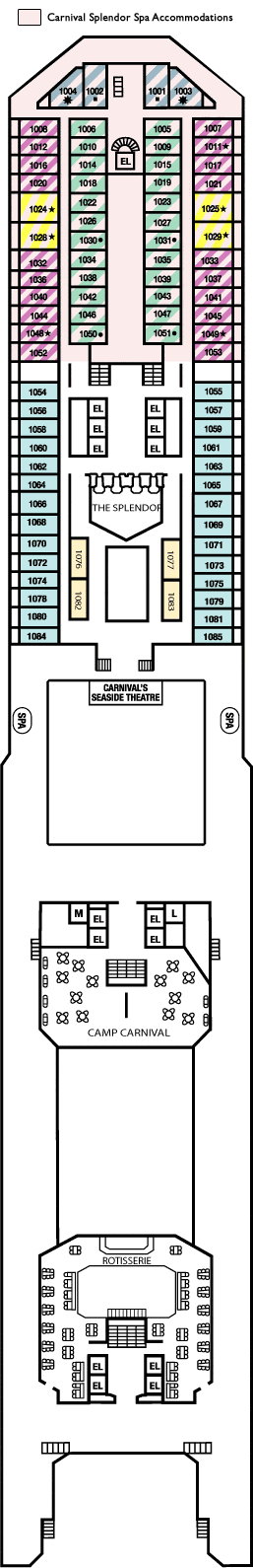 Carnival Splendor Deck plan & cabin plan