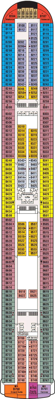 Diamond Princess Deck plan & cabin plan from 28/12/2016 until 19/04/2017