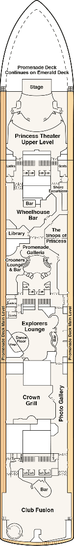 Ruby Princess Deck plan & cabin plan