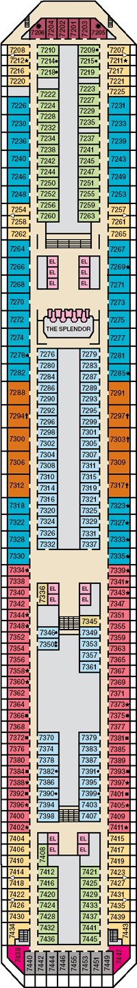 Carnival Splendor Deck plan & cabin plan from 29/04/2016 until 10/05/2019